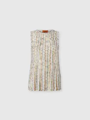 Missoni Sleeveless Ribbed Viscose Blend Top With Sequins - Silver