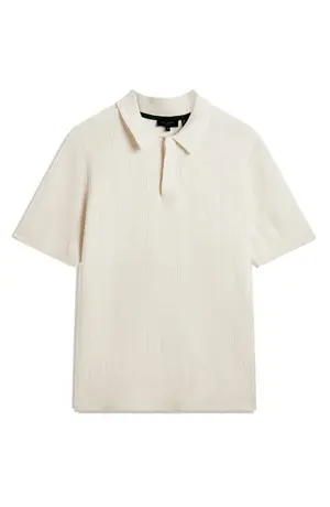 Ted Baker London Edgard Cotton & Linen Polo - Ecru