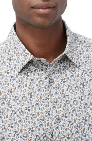 Bugatchi Julian Shaped Fit Geo Print Button-up Shirt - Willow
