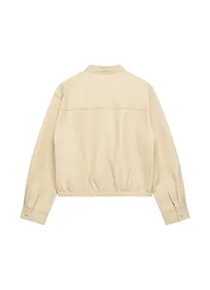 Mint Velvet Leather Cropped Pilot Bomber Jacket