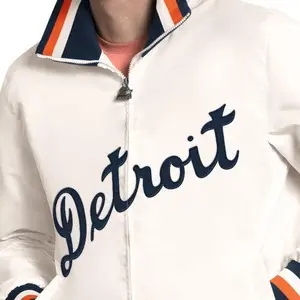 STARTER Detroit Tigers The Captain Cooperstown Logo Varsity Jacket - White