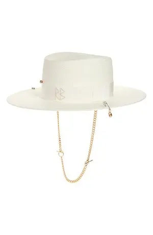 Ruslan Baginskiy Woven Straw Gambler Hat - White
