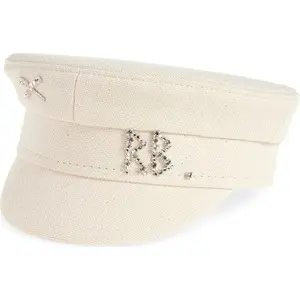 Ruslan Baginskiy Crystal Embellished Canvas Newsboy Cap - Beige