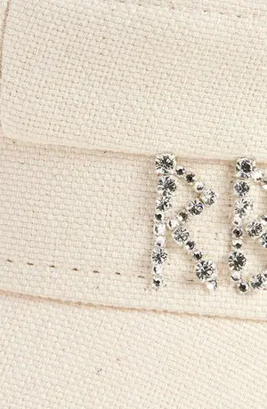 Ruslan Baginskiy Crystal Embellished Canvas Newsboy Cap - Beige