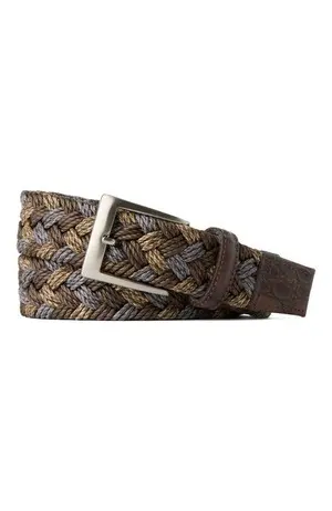 ASHWORTH GOLF Woven Belt With Embossed Croc Leather Tabs