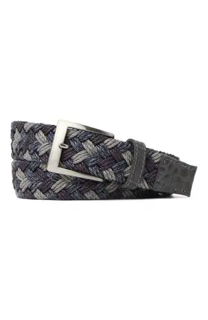 ASHWORTH GOLF Woven Belt With Embossed Croc Leather Tabs