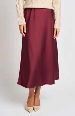 Halogen Flared Maxi Skirt - Burgundy