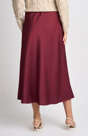 Halogen Flared Maxi Skirt - Burgundy