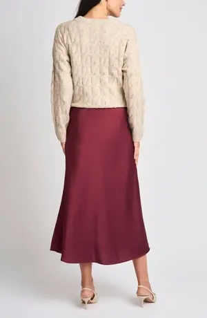 Halogen Flared Maxi Skirt - Burgundy