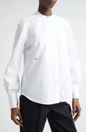 Victoria Beckham Bib Detail Cotton Poplin Shirt