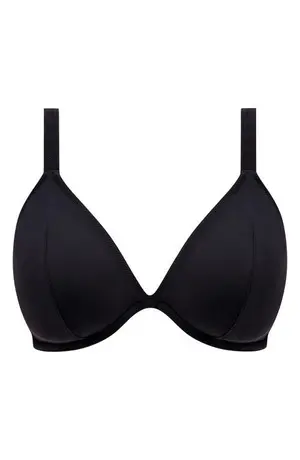 Freya Jewel Cove Underwire Plunge Bikini Top - Plain Black