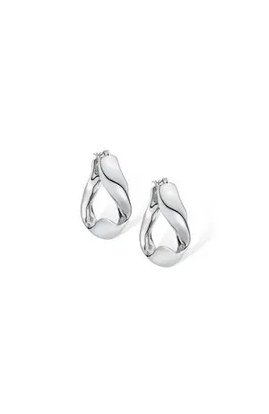 RETRO CHIC Ripple Hoop Earrings - Silver