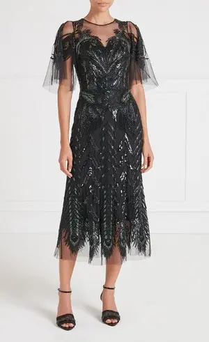 TEMPERLEY LONDON Peacock Embellished Midi Dress