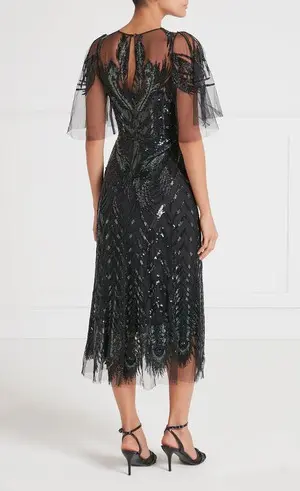 TEMPERLEY LONDON Peacock Embellished Midi Dress