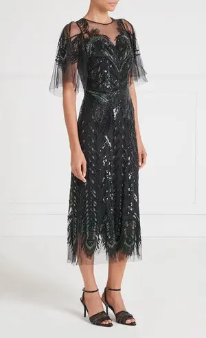 TEMPERLEY LONDON Peacock Embellished Midi Dress