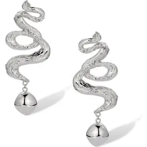 RETRO CHIC Wave Dangle Earrings - Silver