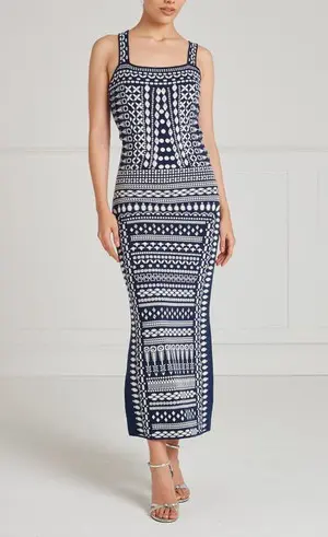 TEMPERLEY LONDON Tlalli Knit Strappy Dress - Navy Silver