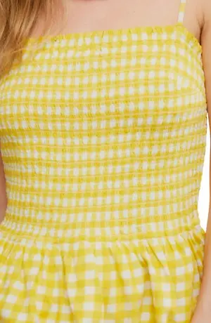 Free People Gingham Peplum Tank - Dandelion Combo