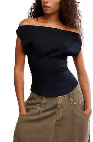 Free People Off-the-shoulder Top - Black