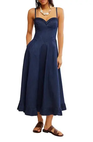 Free People Another Season Denim Midi Dress - Rinse