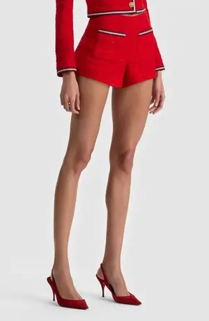 Alice + Olivia Troy Tweed Shorts - Chili Pepper