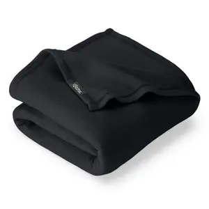 BARE HOME Lightweight Polar Fleece Blanket Black