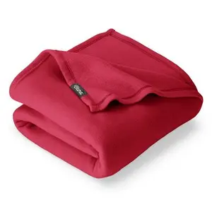 BARE HOME Lightweight Polar Fleece Blanket Red