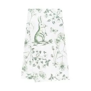 C&F HOME Spring S Easter Bunny Toile 100% Cotton Flour Sack Dishtowel - Green