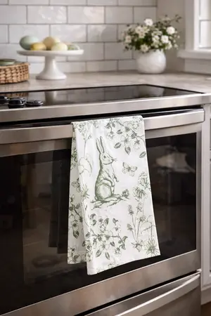 C&F HOME Spring S Easter Bunny Toile 100% Cotton Flour Sack Dishtowel