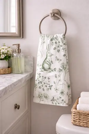 C&F HOME Spring S Easter Bunny Toile 100% Cotton Flour Sack Dishtowel