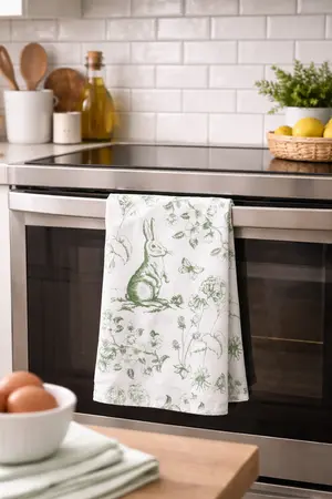 C&F HOME Spring S Easter Bunny Toile 100% Cotton Flour Sack Dishtowel