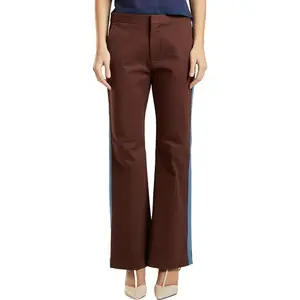 Cynthia Rowley Cotton Cropped Flared Pants With Side Stripe - Brown