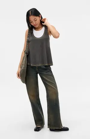 BDG URBAN OUTFITTERS Studded Cotton Racerback Tank