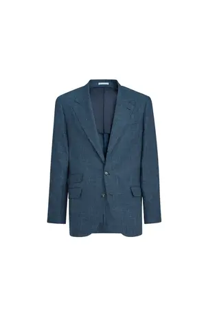 Brunello Cucinelli Houndstooth Deconstructed Blazer - Denim