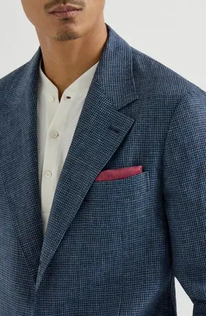 Brunello Cucinelli Houndstooth Deconstructed Blazer - Denim