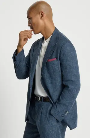 Brunello Cucinelli Houndstooth Deconstructed Blazer - Denim