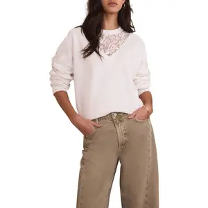 Mint Velvet Broderie Detail Sweatshirt - Ivory
