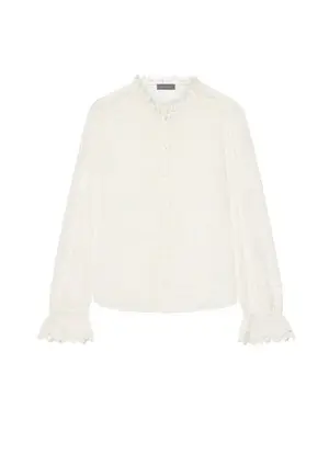 Mint Velvet Cotton Embroidered Blouse - Ivory