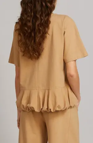 MM BY MAX MARA Jersey Bubble Hem Cotton And Linen Blend Top