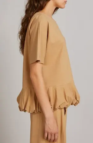 MM BY MAX MARA Jersey Bubble Hem Cotton And Linen Blend Top