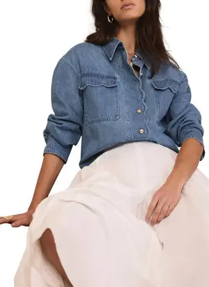 Mint Velvet Denim Scallop Shirt