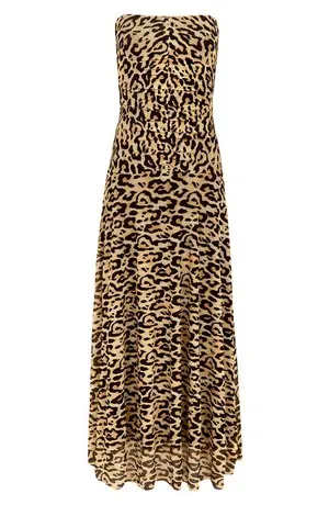 VIX PAULA HERMANNY Athena Ruched Strapless Cover-up Midi Dress