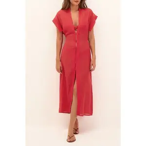 VIX PAULA HERMANNY Fuji Cover-up Midi Dress - Red