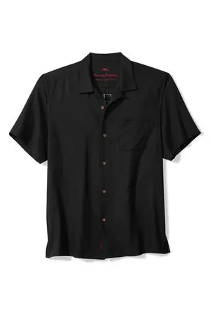 Tommy Bahama Sailor's Swirl Silk Camp Shirt - Matte Black