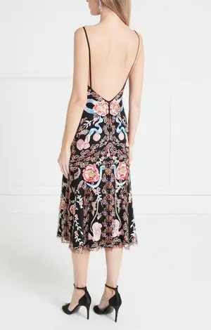 TEMPERLEY LONDON Bilbao Strappy Midi Dress - Black