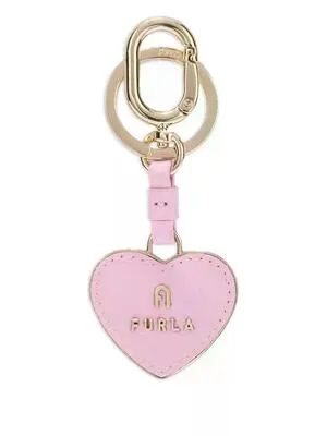 Furla Camelia Heart Logo Keyring Pink