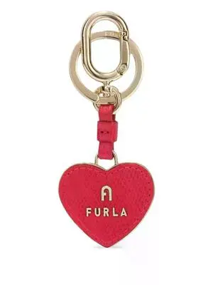 Furla Camelia Heart Logo Keyring Red