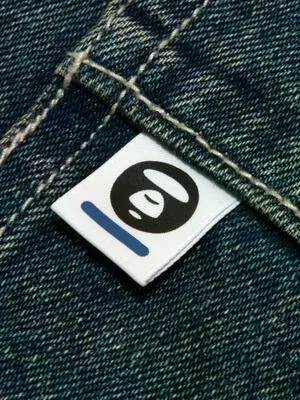 AAPE BY *A BATHING APE Logo Embroidered Denim Shorts