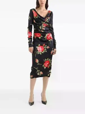 Dolce & Gabbana Floral Long-sleeved Midi Dress
