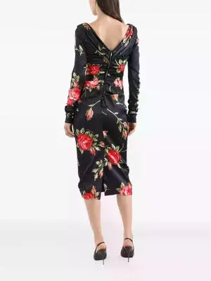 Dolce & Gabbana Floral Long-sleeved Midi Dress